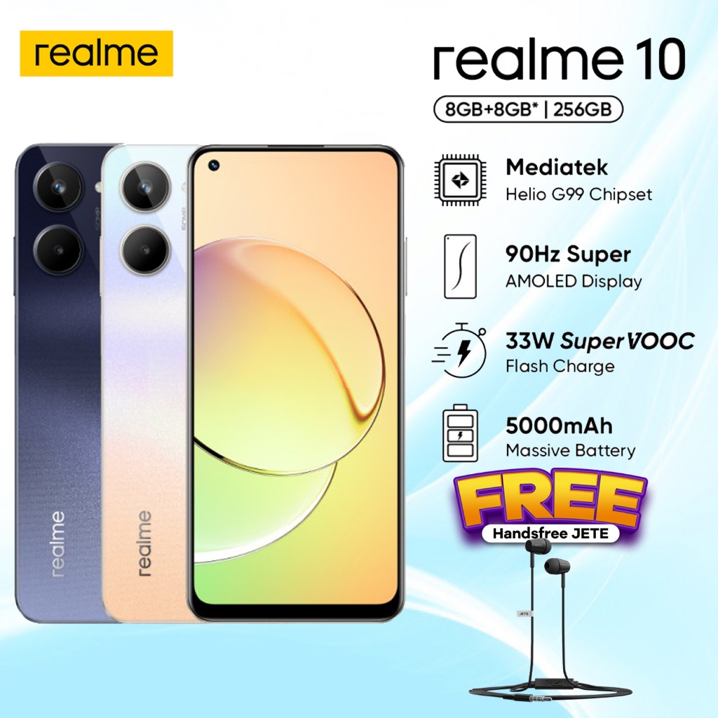 Jual realme 10 8/256GB - Helio G99 Chipset | 90Hz Super AMOLED Display ...