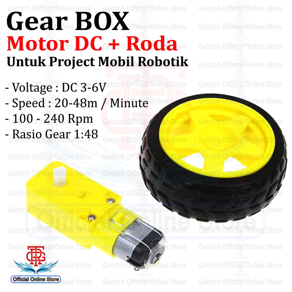 Jual Roda Motor DC Arduino Gear 3V 6V Wheel Dinamo Mobil Robot Smart ...