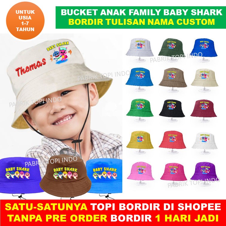 Jual Topi Anak Ikan Hiu Baby Shark PinkFong Bucket Anak Baby Shark dan ...