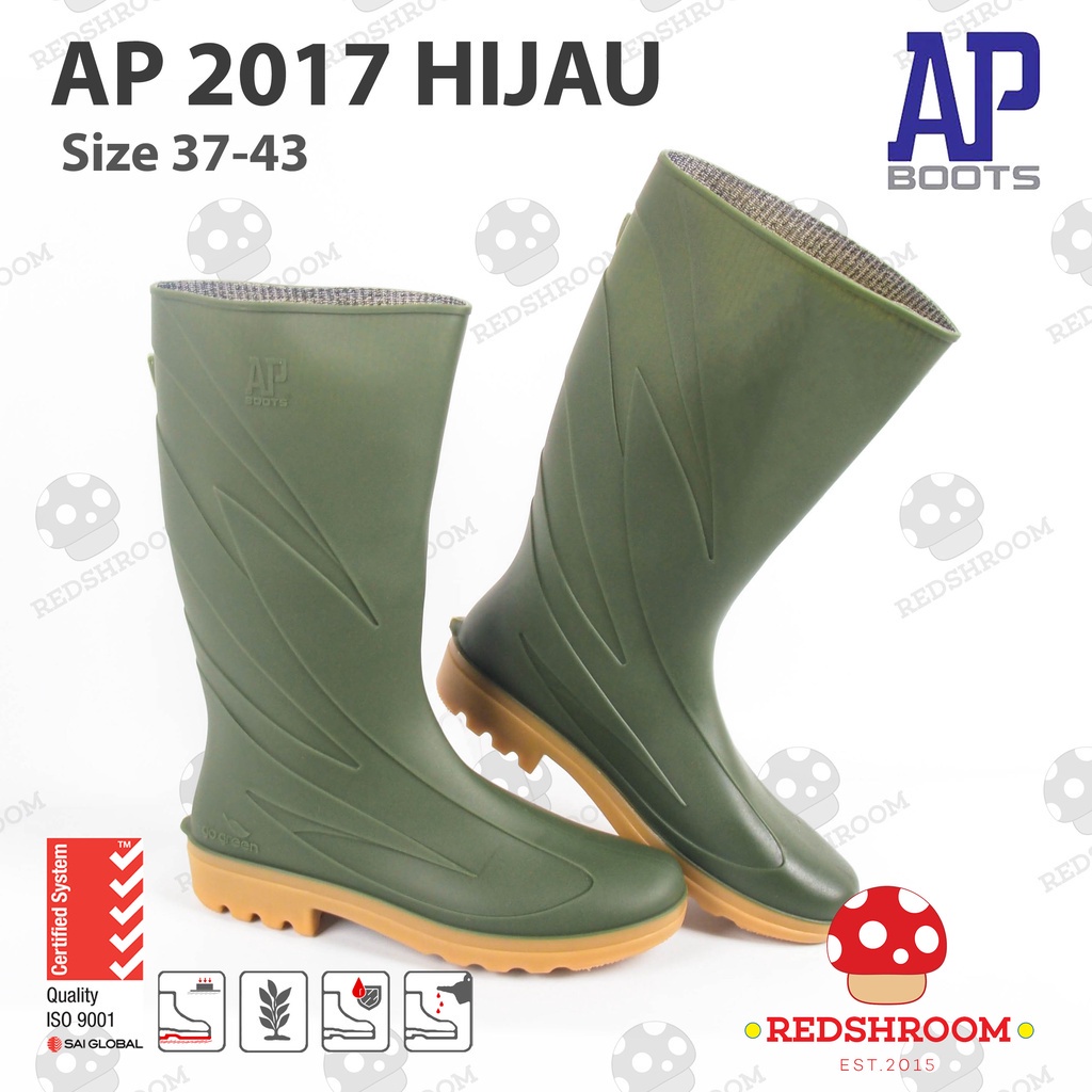 Jual Sepatu Boot Tinggi AP 2017 AP Boots Hijau Tua Karet Lokal Anti Air ...