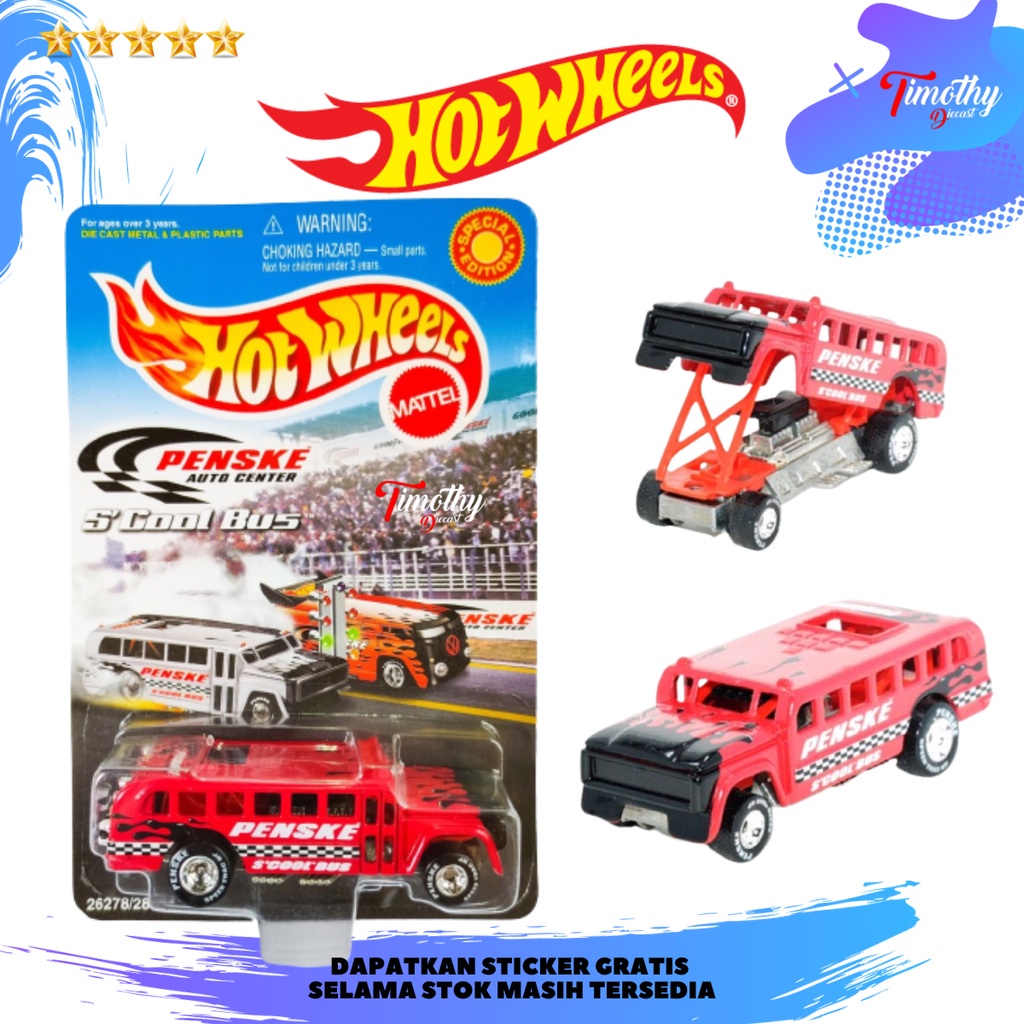 Jual Hotwheels School Scool Bus Penske Merah Open Body Ban Karet All ...