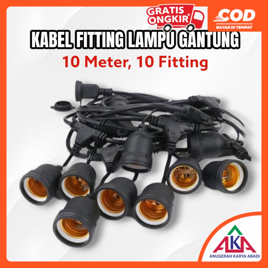 Jual Kabel Fitting Lampu Gantung Taman Cafe 10 Meter 10 Fitting Tembaga ...