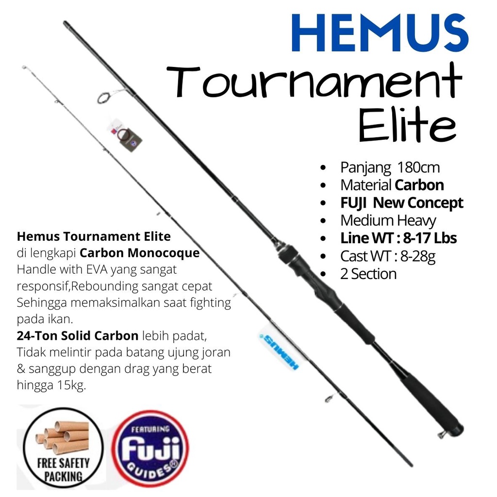 Jual Joran HEMUS TOURNAMENT ELITE Carbon Solid & Full FUJI | Shopee Indonesia