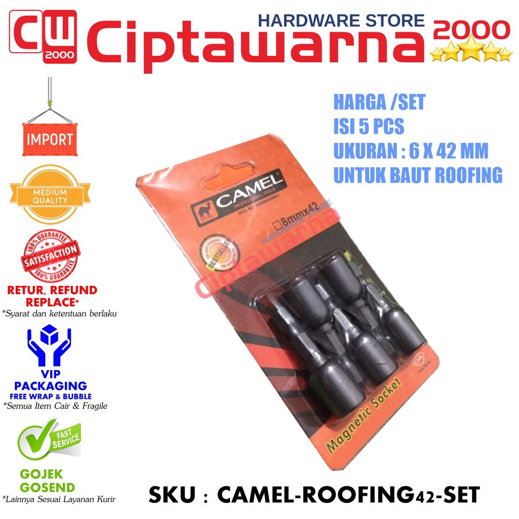 Jual Camel Mata bor Roofing Mata Bor Sock Baut Baja Ringan 8 X 42MM ...