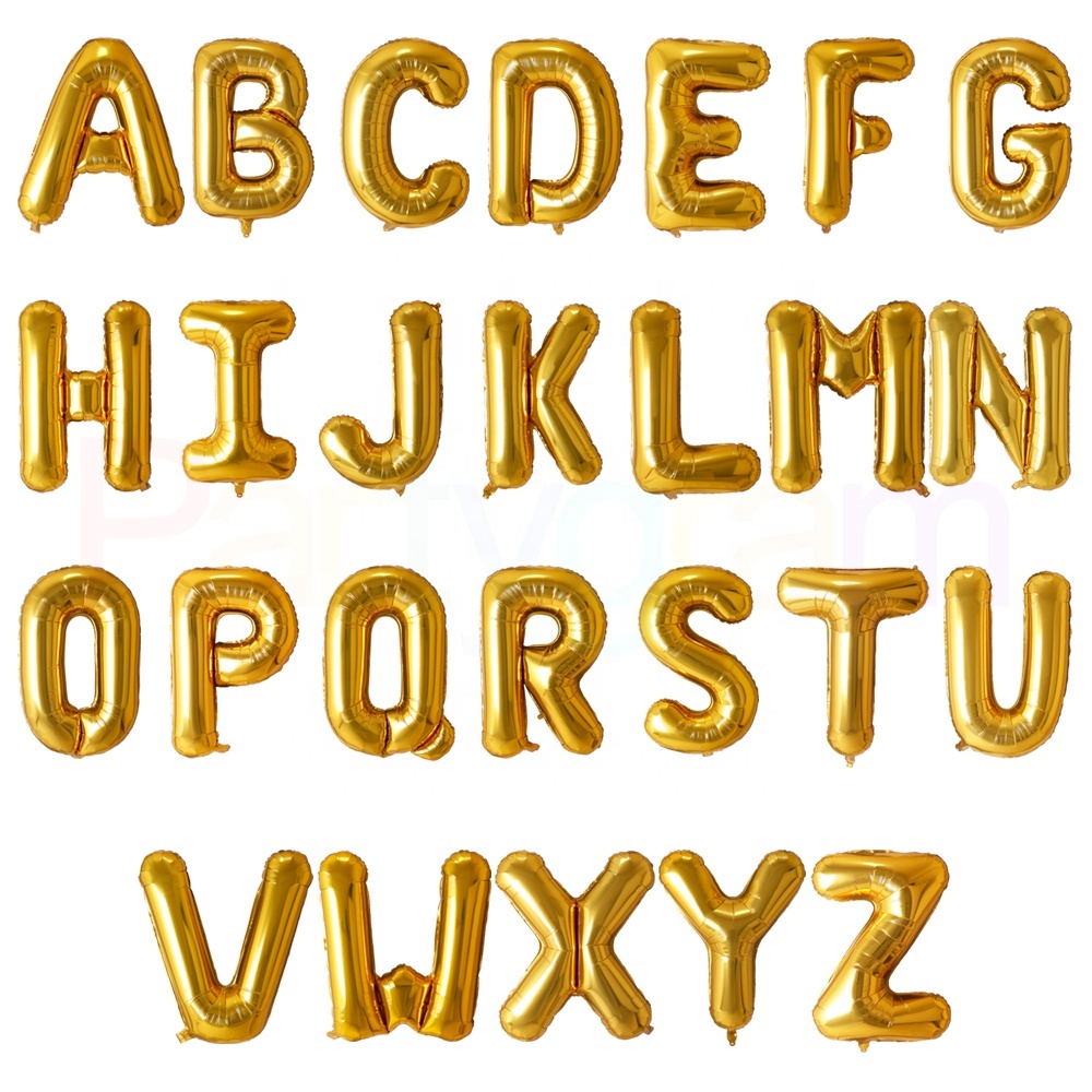 Jual Market1688 Balon Foil Huruf Gold ±40cm Ballon Foil Abjad Alphabet ...