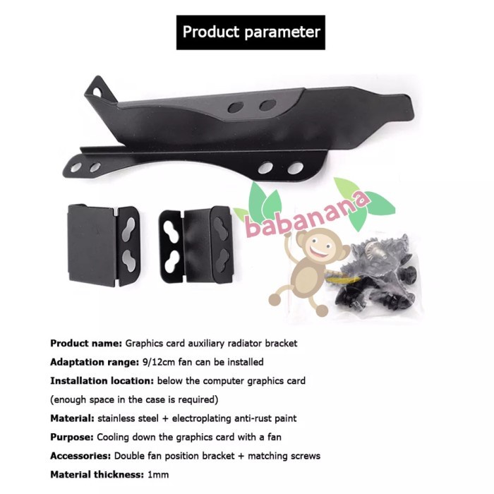 Jual PCI BRACKET FAN KIPAS COOLING 12CM DUAL FANS VGA GPU MOUNTING ...