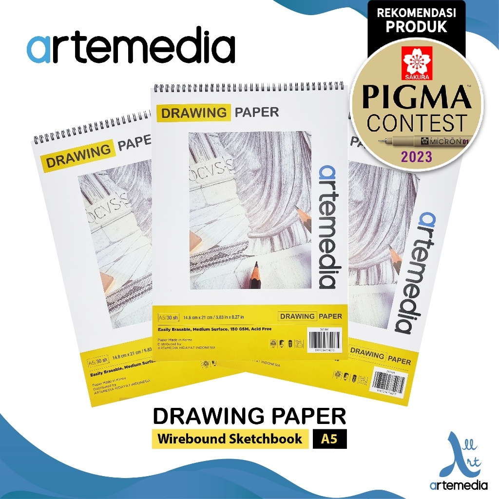 Jual Sketchbook Artemedia A5 Drawing Paper Book Wire Bound 150 Gsm Buku ...