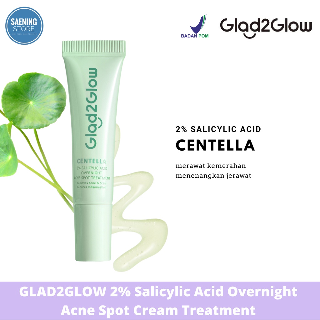 Jual 【BPOM】Glad2Glow 2% Salicylic Acid Overnight Acne Spot Cream ...