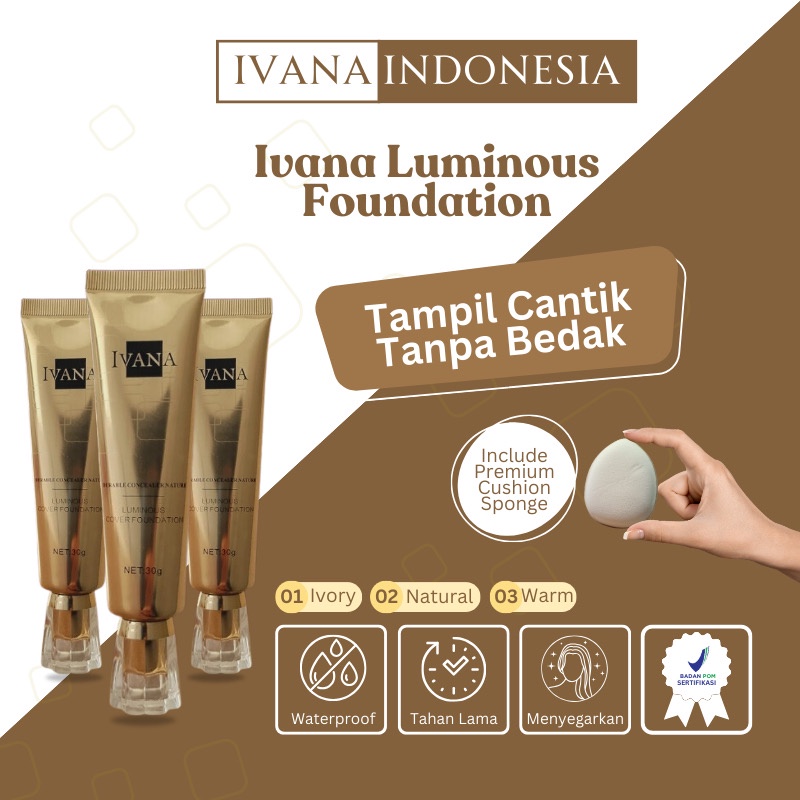 Jual Mirukaku X Ivana Luminous Foundation 30g ( Ivory - Natural - Warm ...