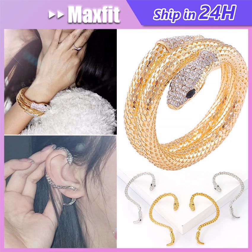 Jual Gelang Desain Ular Anting Gaya Punk Titanium Emas Perak Snake ...