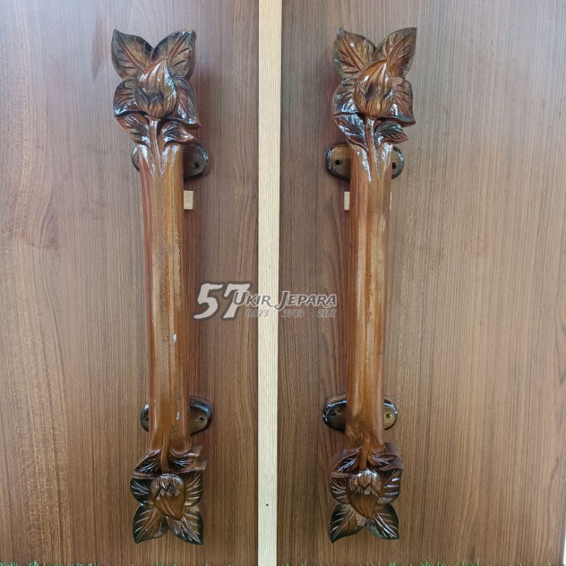 Jual ( Lurus 5 ) 1 Set Handle handel pintu rumah motif ukiran bunga ...