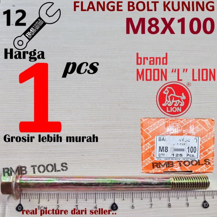 Jual M8x100 Baut Flange Bolt Kuning K12 Drat 1.25 M8 / Baut Topi Kuning M8 | Shopee Indonesia