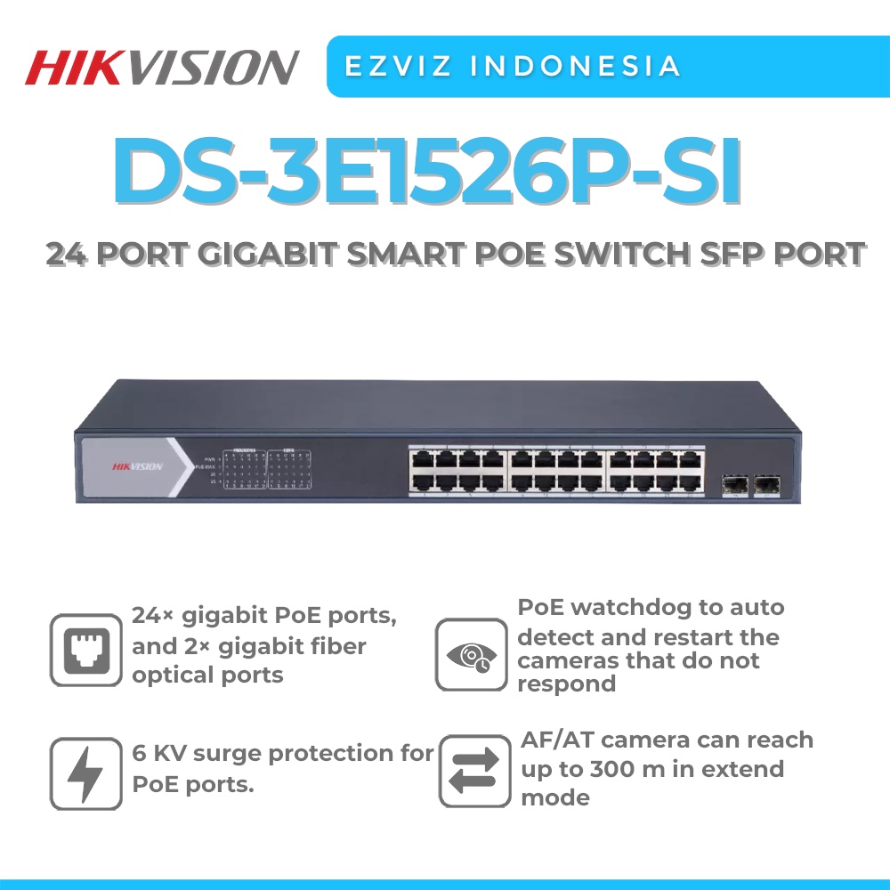 Jual HIKVISION DS-3E1526P-SI 24 PORT GIGABIT SMART POE SWITCH SFP PORT ...