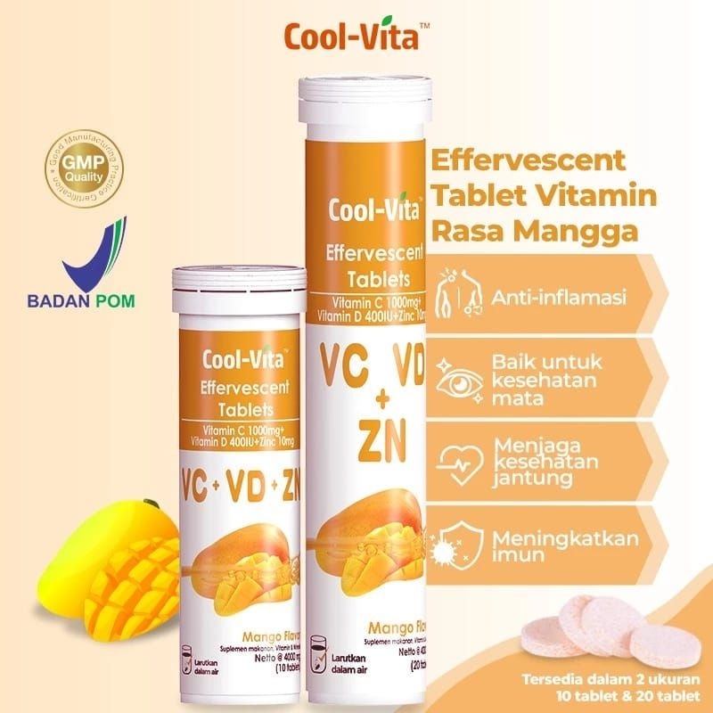 Jual Cool-Vita Vitamin C 1000mg, Vitamin D 400UI & Zinc 10mg / Cool ...
