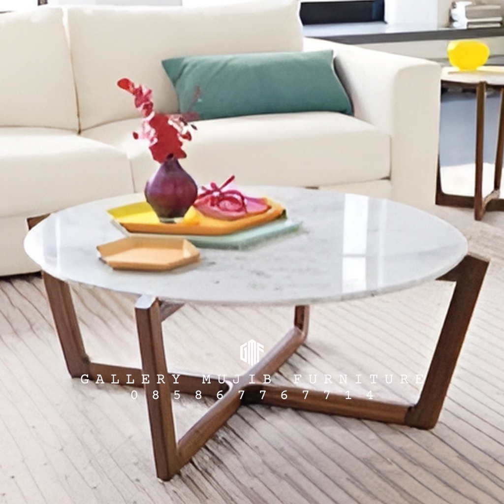 Jual meja tamu marmer bulat, coffe table top marmer bulat, meja marmer ...