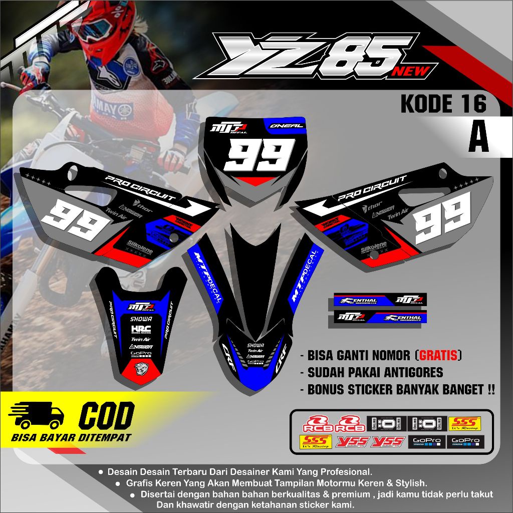 Jual Sticker Striping Stiker Decal Variasi Lis Semi Full Yamaha YZ 85 ...