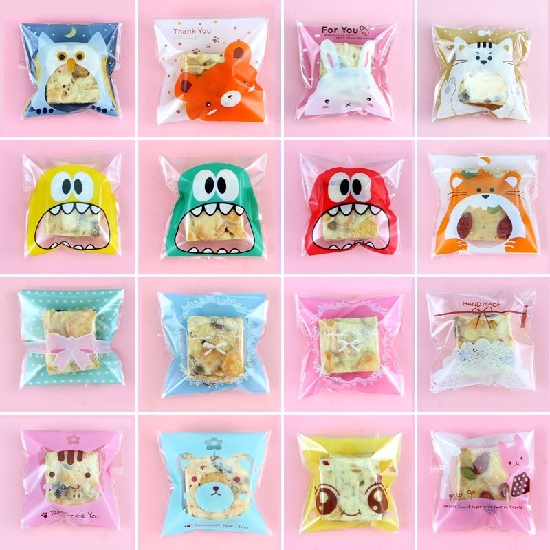 Jual (YUMI) Plastik Packing cookies lucu 10 x 10 cm kemasan kue lucu ...