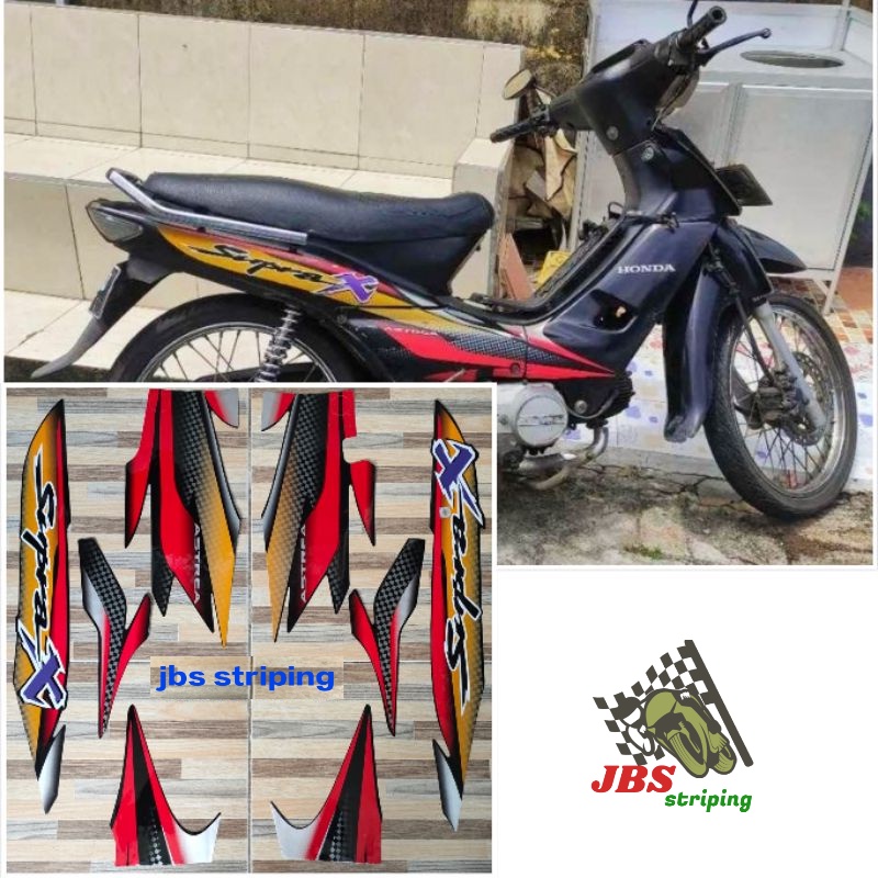 Jual Stiker supra x striping Honda Supra X hitam Lis merah tahun 2002 ...