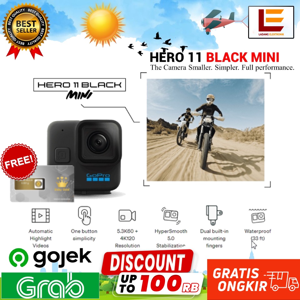 Jual GoPro HERO 11 Black Mini Go Pro HERO11 Mini Action Camera Cam Free ...