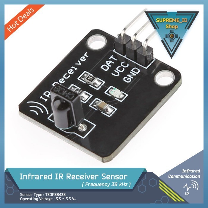 Jual Infrared Digital IR Receiver 38 kHz Sensor Module | TSOP38438 ...