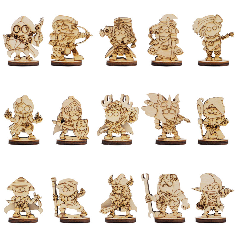 Jual DND Fantasy Miniatures 14 Cute Character Classes Set 2.5D Wood ...