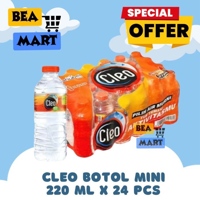 Jual Cleo Air Mini 220 ml x 24 Pcs | Air Mineral Botol Kecil 220ml Murah Instan | Shopee Indonesia