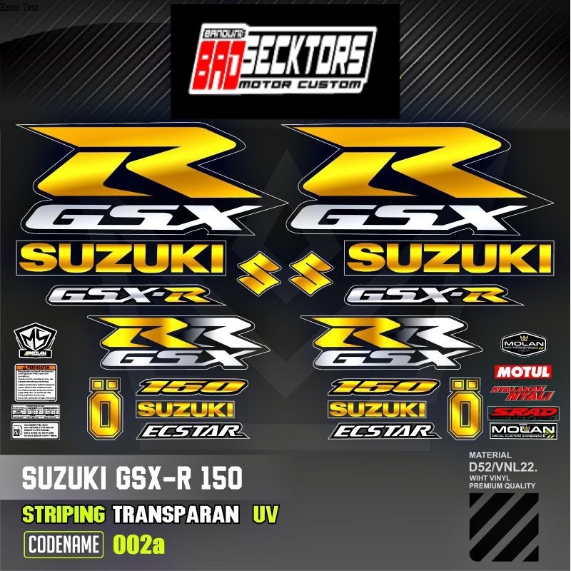 Jual Decal Sticker Striping Variasi Transparan Uv Suzuki GSX R 150 GSX ...