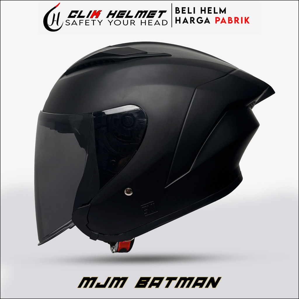 Jual Helm Half Face MJM BATMAN Hitam Doff Kaca Hitam SNI | Shopee Indonesia