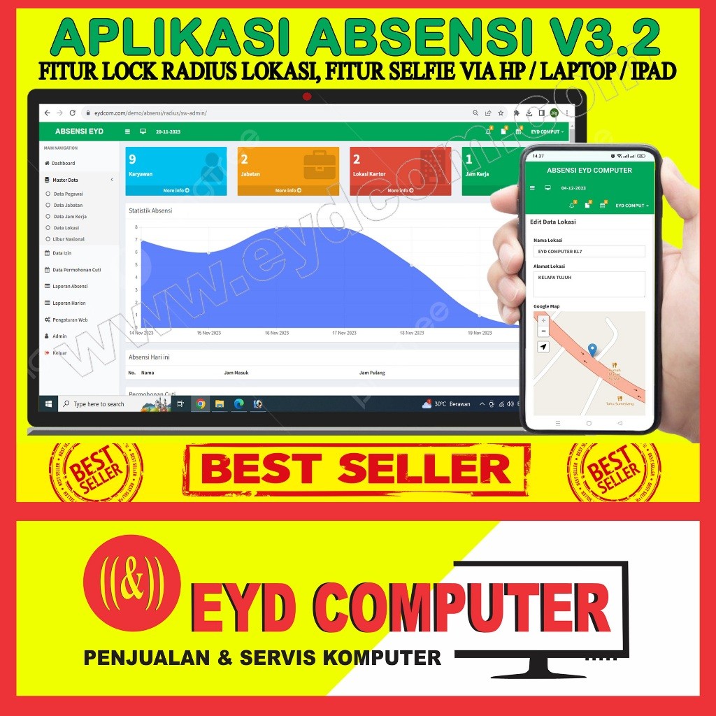 Jual SOURCE CODE APLIKASI ABSENSI SELFIE V.3.2 DENGAN RADIUS LOKASI ...