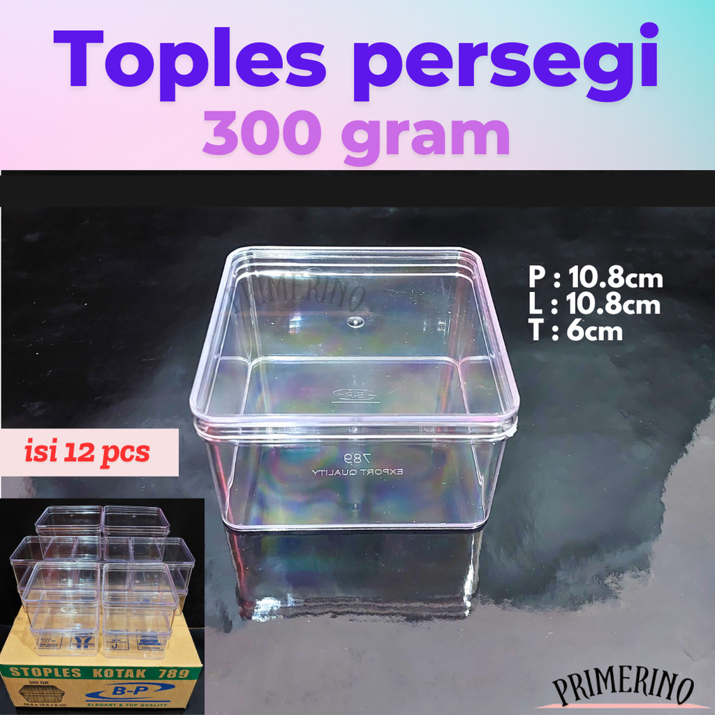 Jual Toples Kue Persegi 300 gram (12 pcs) Toples Nastar 300 gr Stoples ...