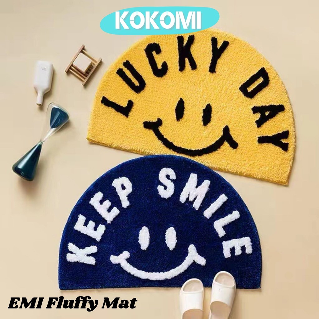 Jual KOKOMI Emi Smiley Mat Karpet Unik Menyerap Air Karpet Kamar Tidur ...