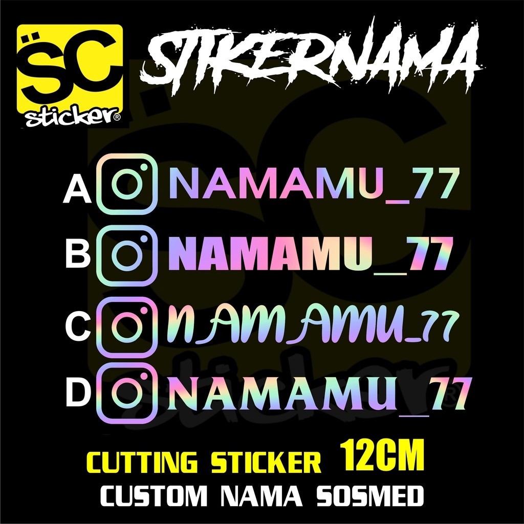 Jual stiker ig custom cutting hologram BAHAN MAXDECAL custom nama ig ...