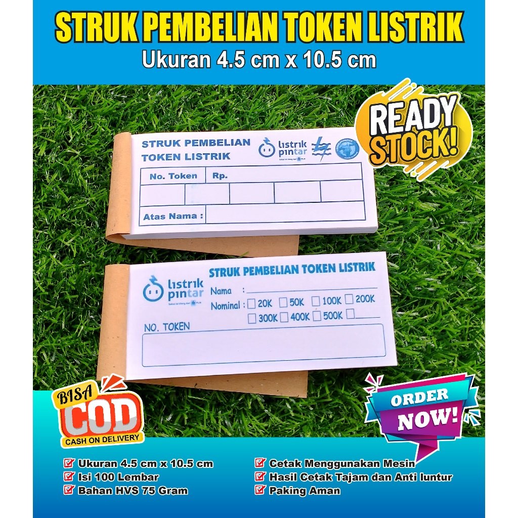 Jual (100 lembar) STRUK PEMBELIAN TOKEN LISTRIK | NOTA TOKEN LISTRIK ...