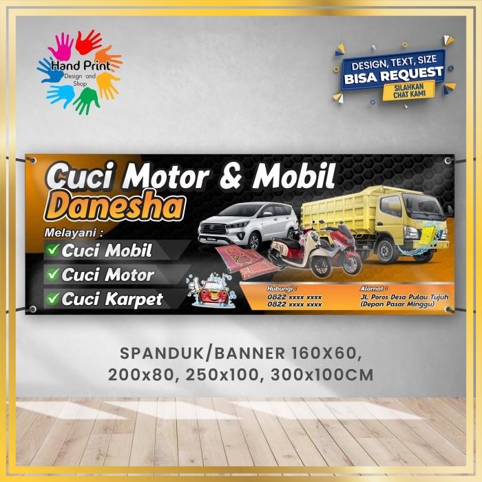 Jual SPANDUK BANNER Steam Cucian Motor Dan Mobil B 300x100 CM | Shopee ...