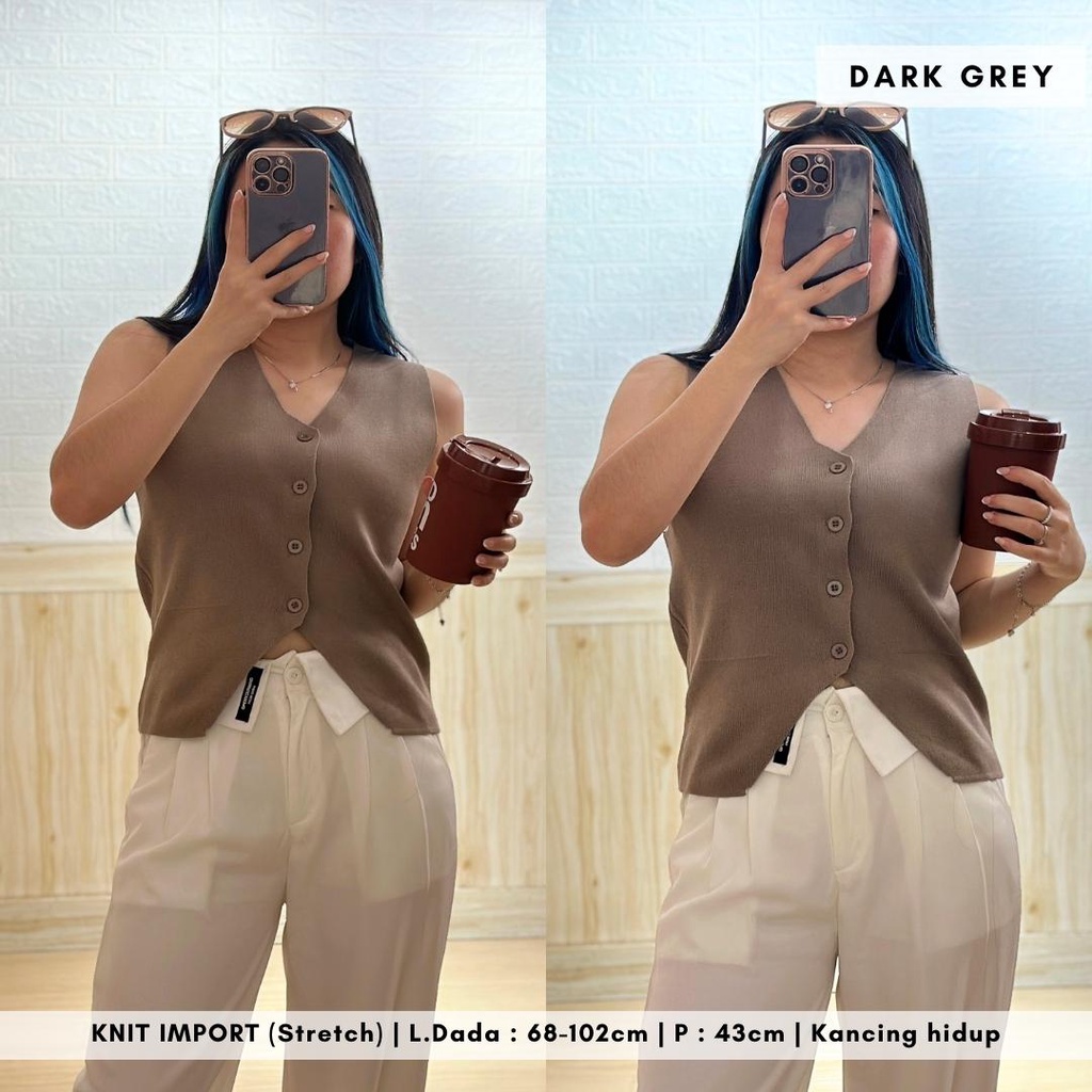 Jual 4923 Areum Knit Vest Korea Import | Shopee Indonesia