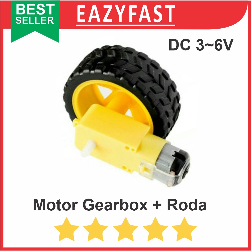 Jual Roda Ban Robot Wheel Mini DC Gear Gearbox motor Tyre Smart Car ...