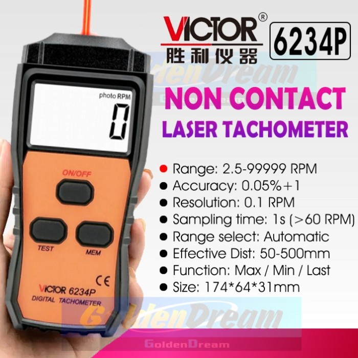 Jual Victor 6234P Laser Tachometer Alat Ukur Kecepatan Putaran RPM ...
