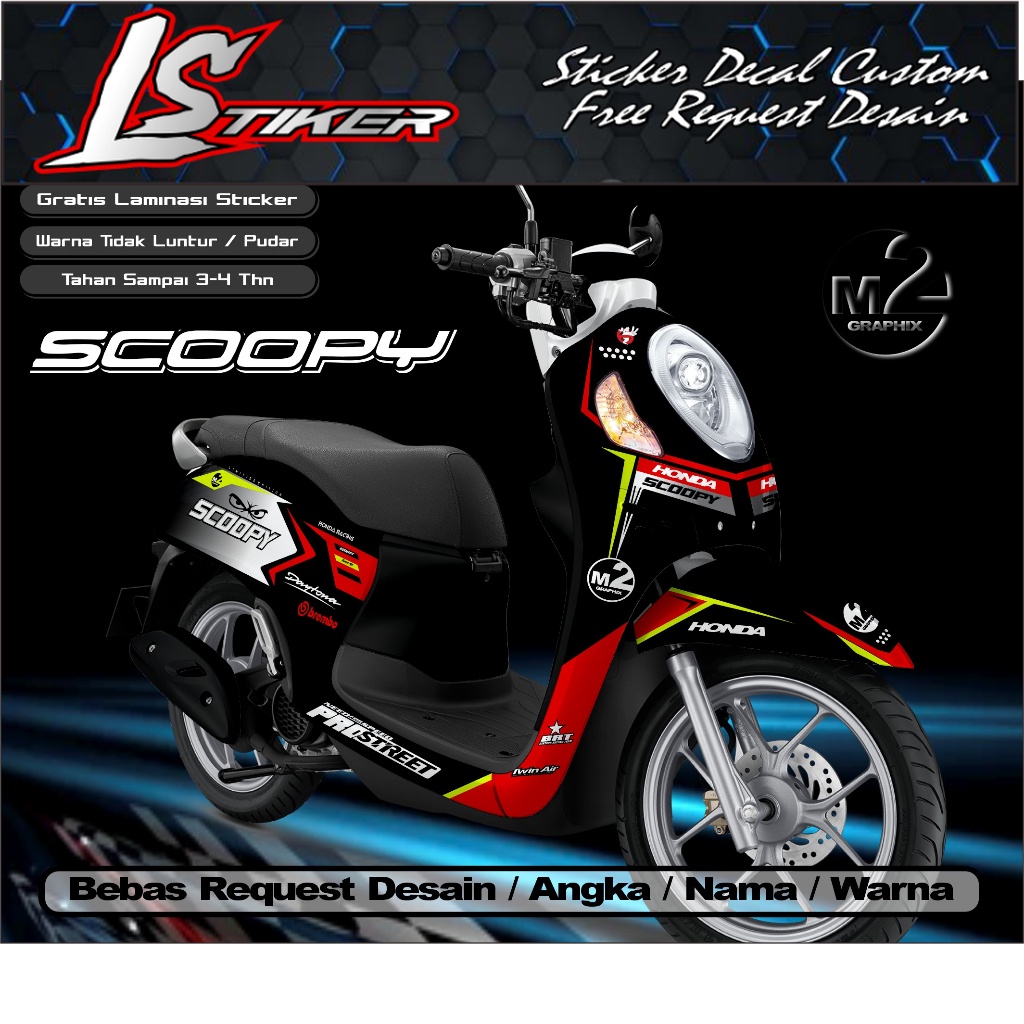 Jual 0121 Sticker Decal Scoopy 2023 Full Body Bebas Request - Stiker ...