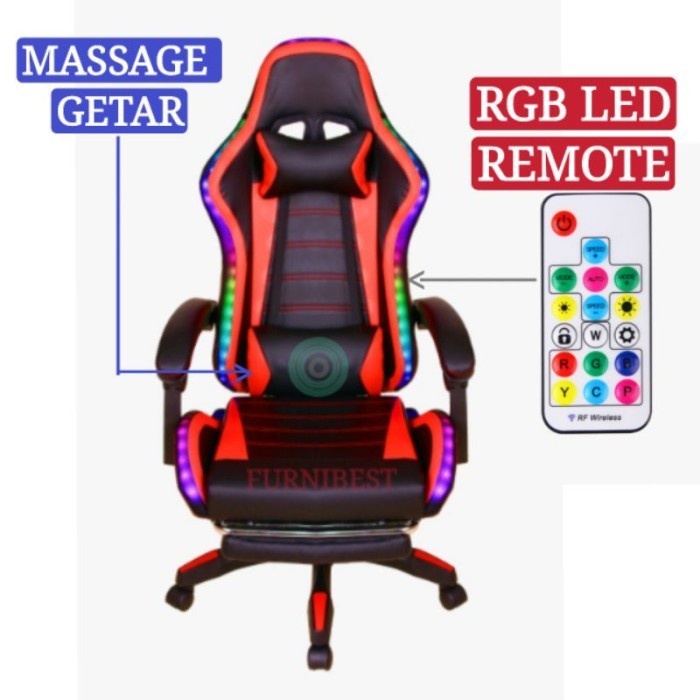 Jual Kursi Gaming Gaming Chair With RGB LED - Merah | Shopee Indonesia