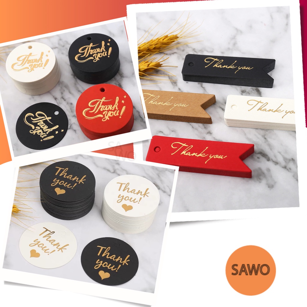 Jual [10pcs] Tag Thank You Card Gold Foil Ucapan Hadiah Gantung ...