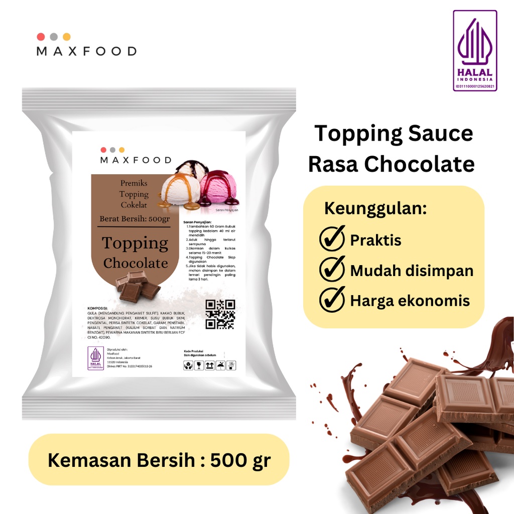 Jual Topping Sauce Chocolate / Bubuk Saus Rasa Coklat 500 GR | Shopee ...