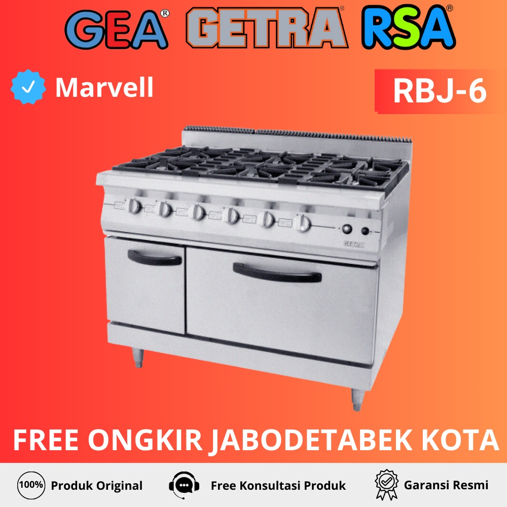 Jual Kompor Gas Pemanggang Open Burner Getra Rbj-6 6 Tungku Gas Range ...