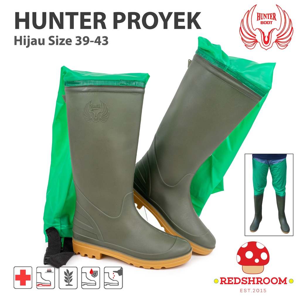 Jual Sepatu Boot Pertanian Persawahan Tinggi HUNTER PROYEK Hijau Boots ...
