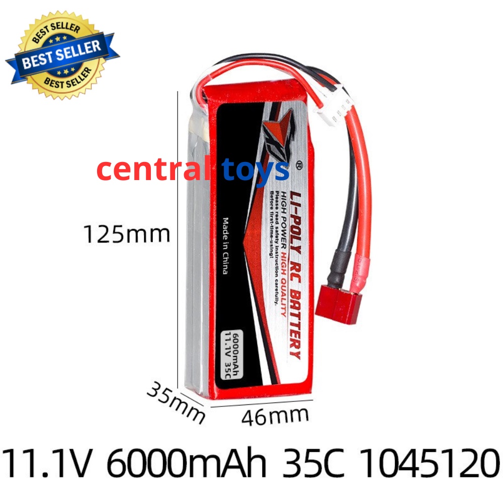 Jual baterai lipo 3s 11.1v 6000mAH 35C T rc car HSP 94123 94118 YK4104 | Shopee Indonesia