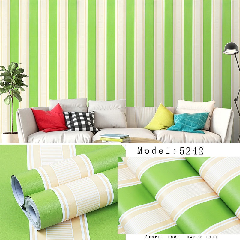 Jual Wallpaper Stiketr Dinding Motif Salur Hijau 9m s/d 10m x 45cm | Shopee Indonesia