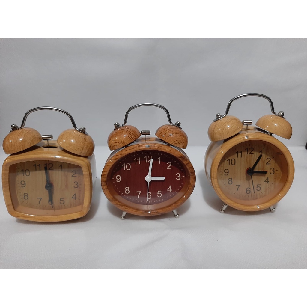 Jual Jam Beker CLASSIC ANTIK Motif KAYU Bonus Baterai / Weker KLASIK ...