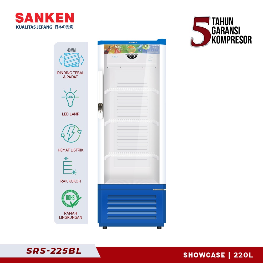 Jual Sanken ShowCase 220 Liter SRS-225BL Biru | Shopee Indonesia