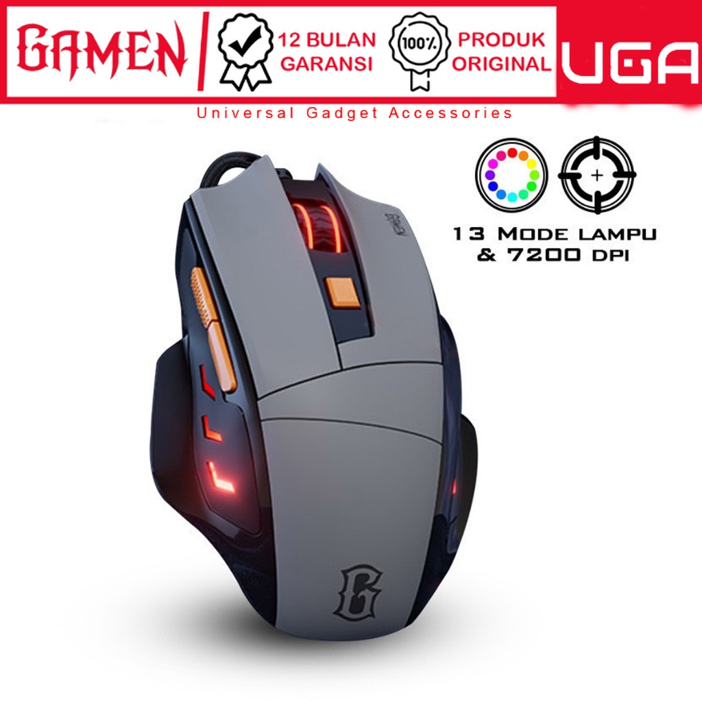 Jual GAMEN Mouse Gaming Wired GM300 7200 DPI Black Mouse USB RGB ...