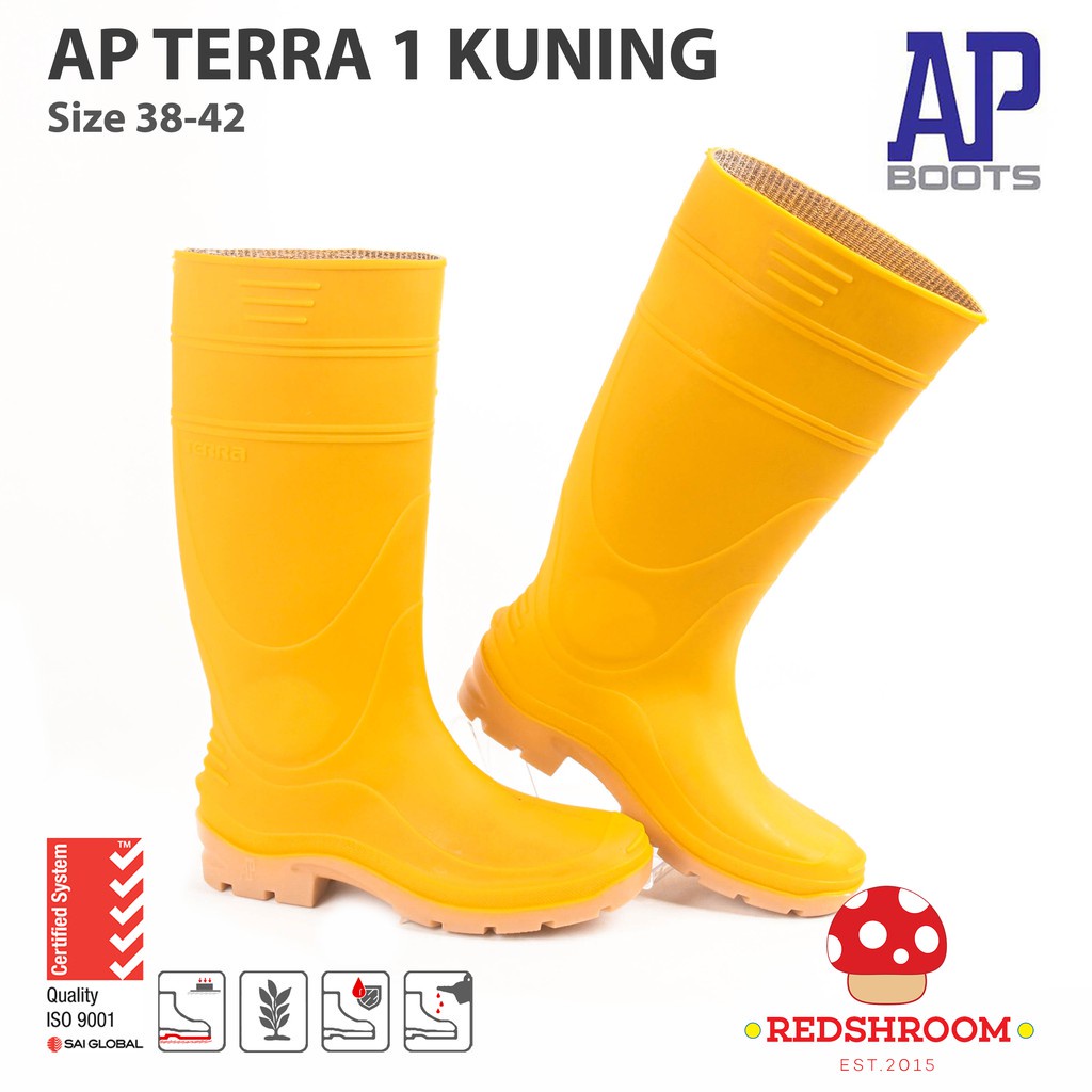 Jual Sepatu Boot Tinggi AP BOOTS AP TERRA 1 Kuning Karet Lentur Anti ...