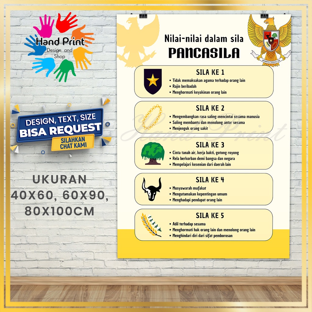 Jual SPANDUK / BANNER / MMT Pancasila Ruang Kelas Pendidikan Makna Lambang Pancasila | Shopee ...